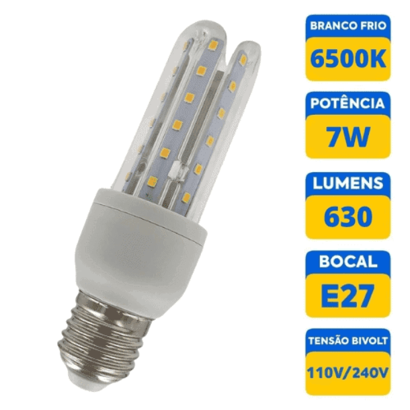 Fornecedor para Lojistas Lâmpada LED 7W Bivolt Branca Fria 6500K Os ...